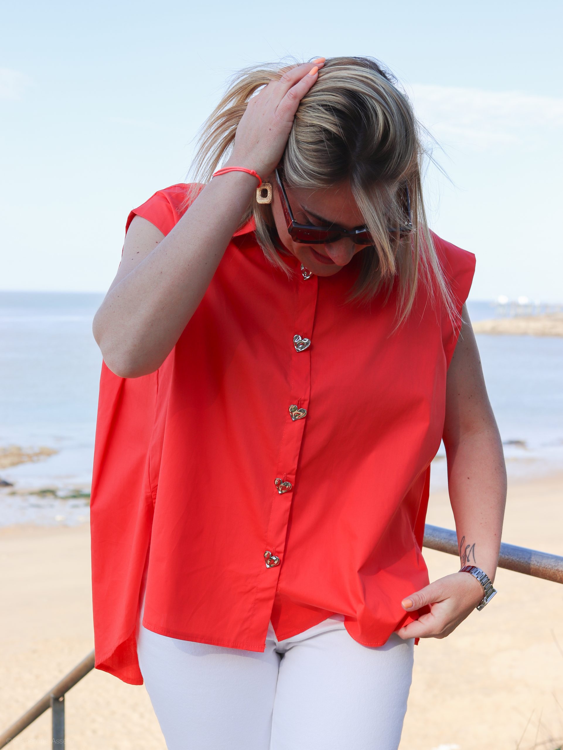 Chemise Andréa orange - Le comptoir d'Emma